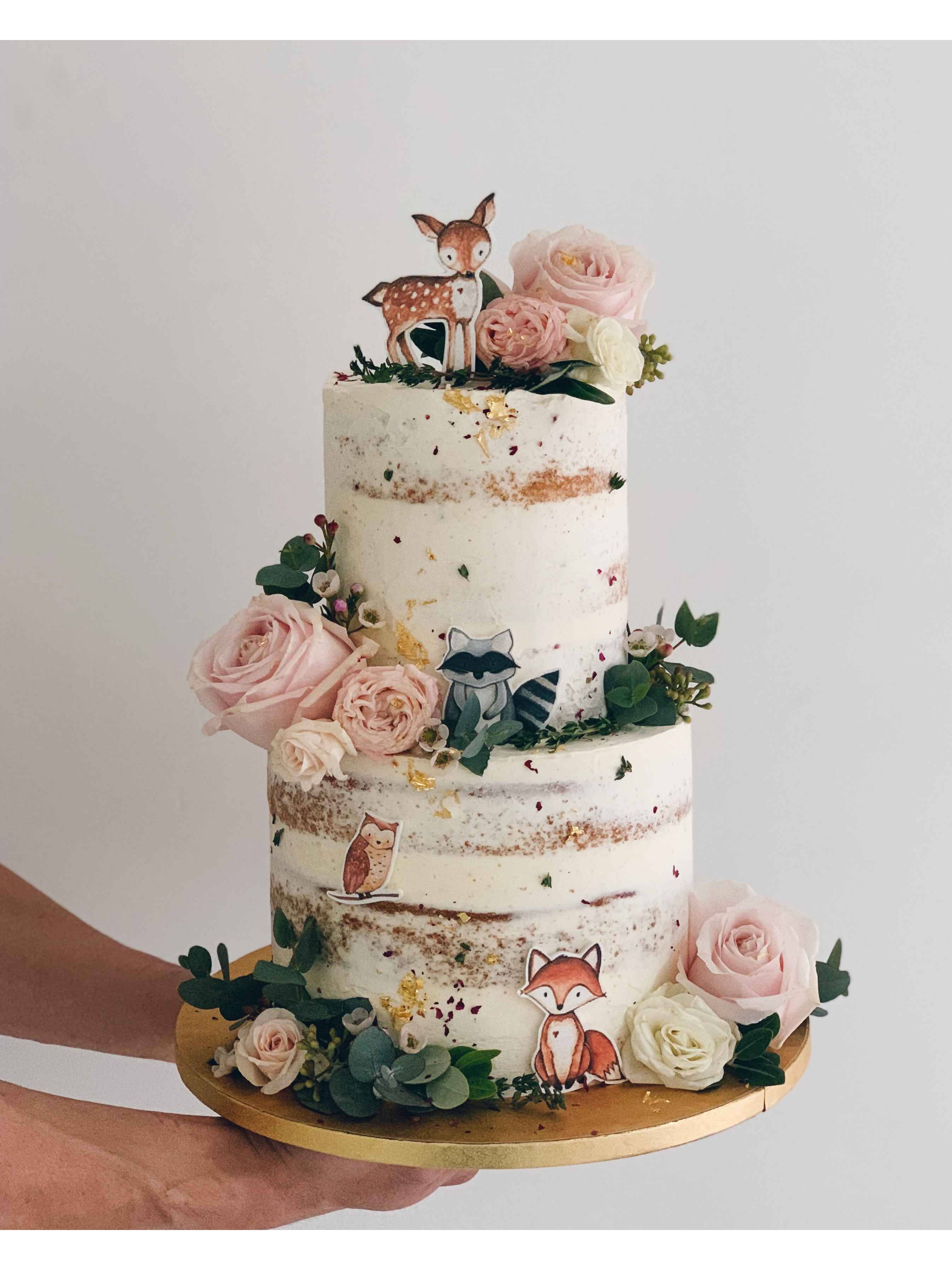 Woodland Floral Animal Customised Cake