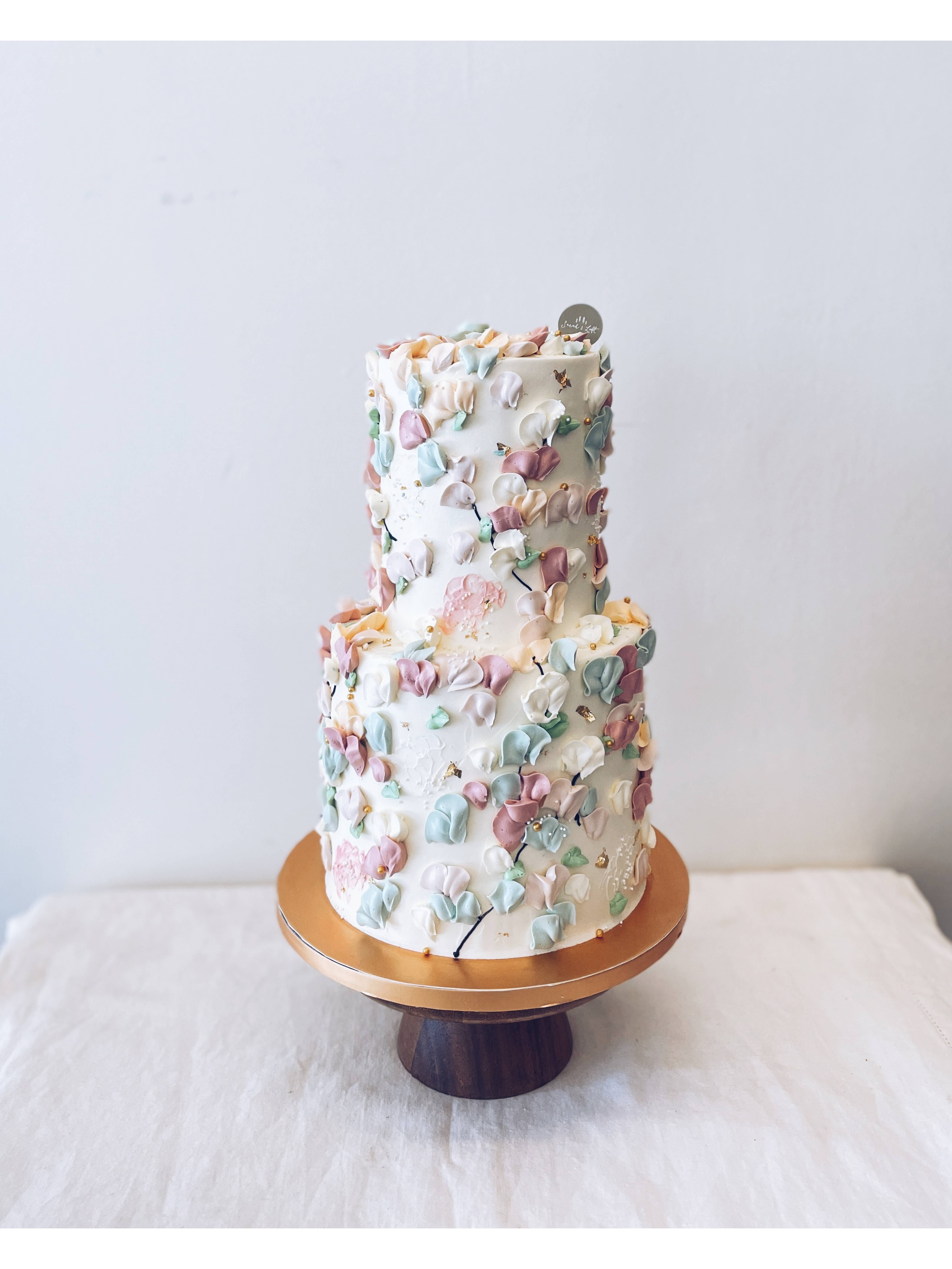 Neutral Tone Floral Painting Customised Cake Delivery