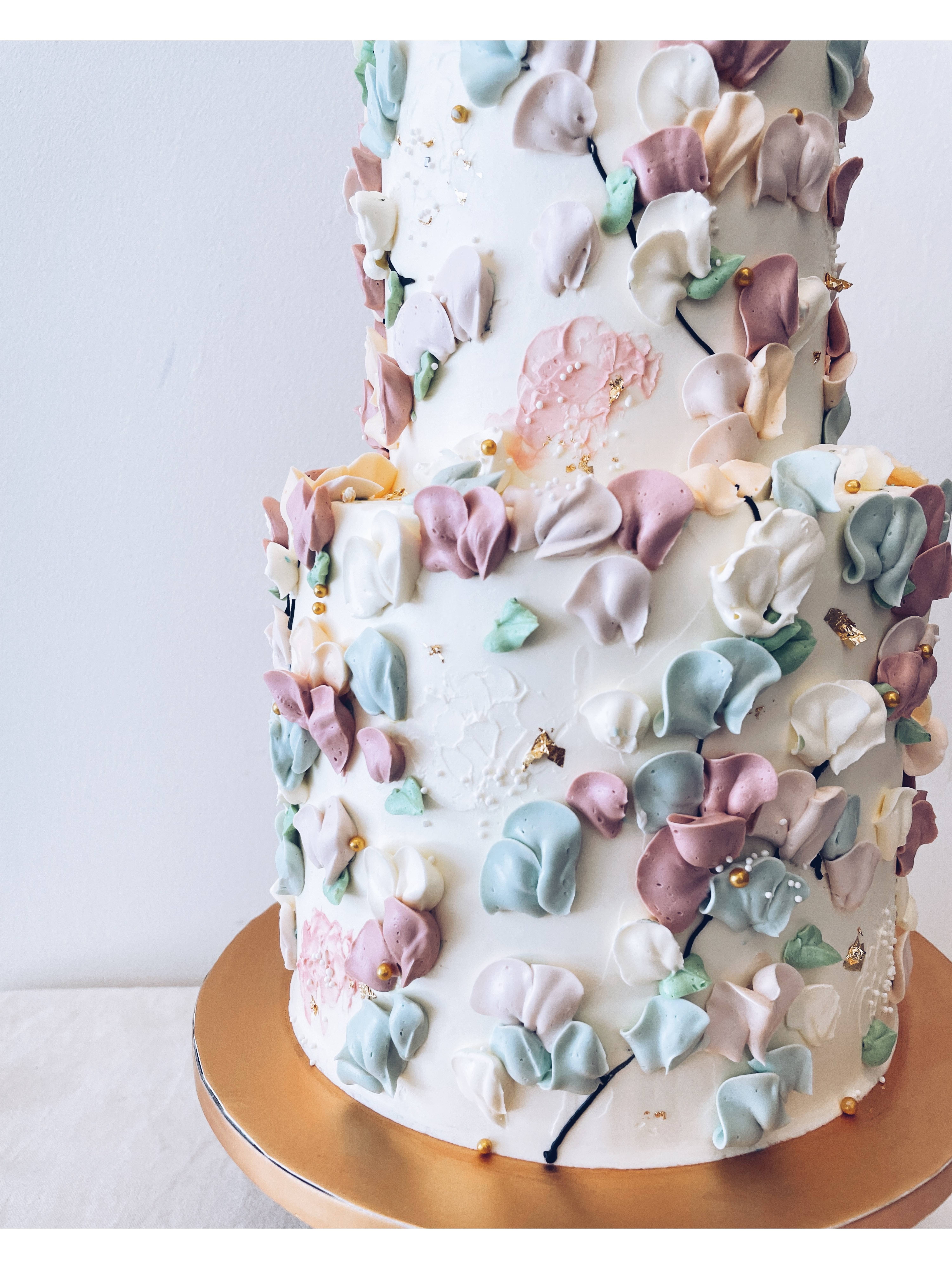 Neutral Tone Floral Painting Customised Cake Delivery