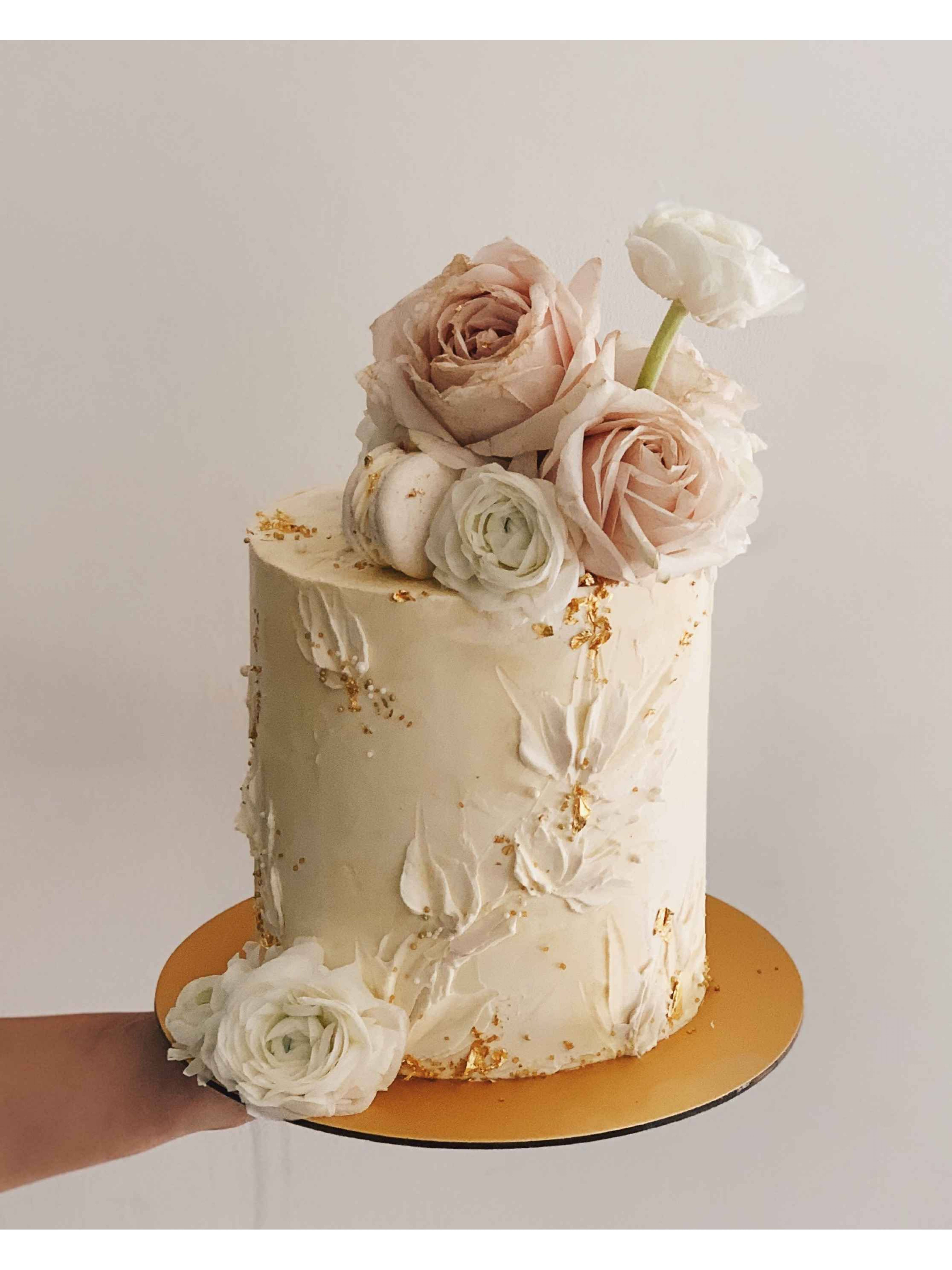 Abstract White Nude Floral Cake