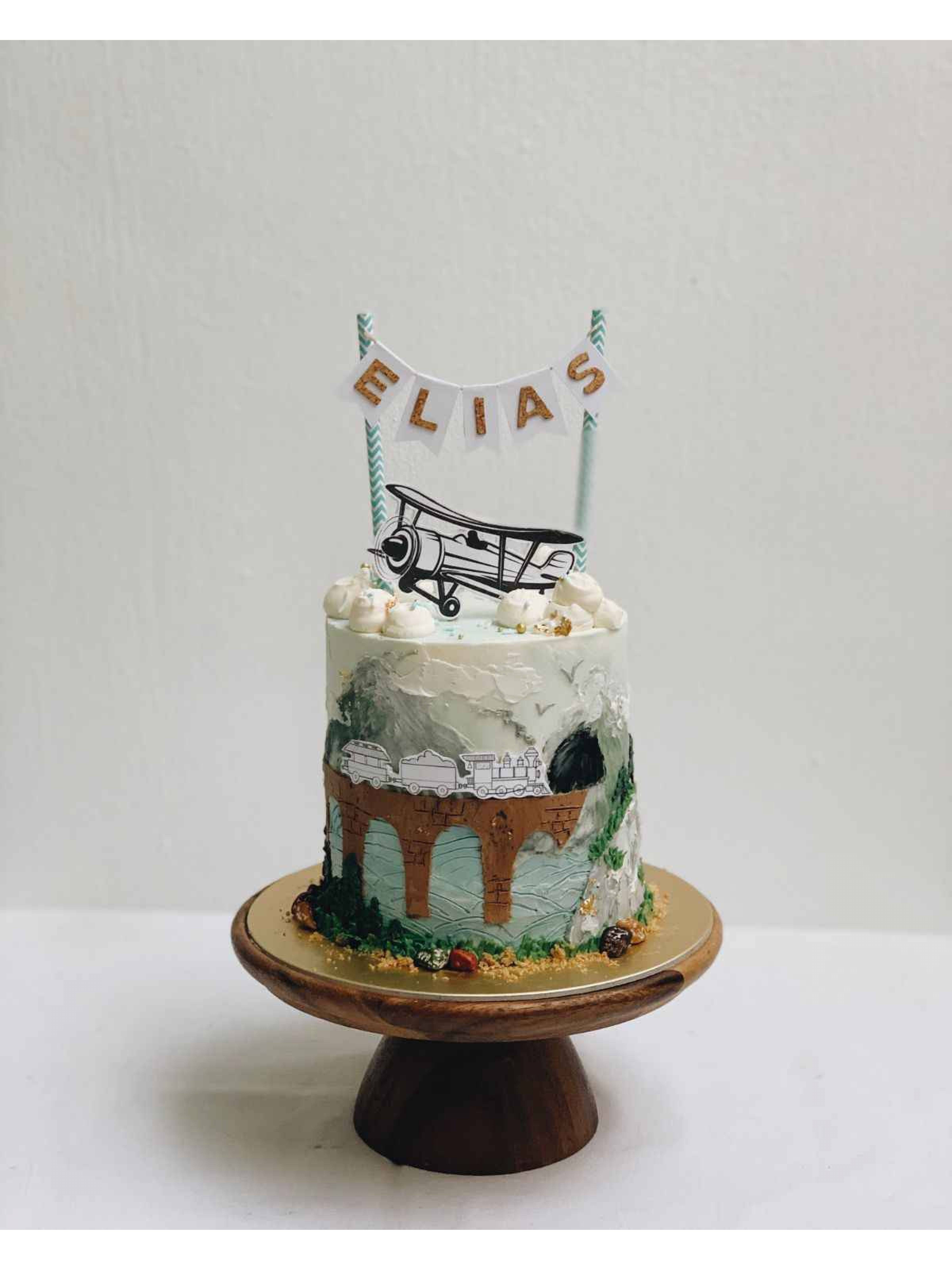 Vintage Train & Airplane Cake