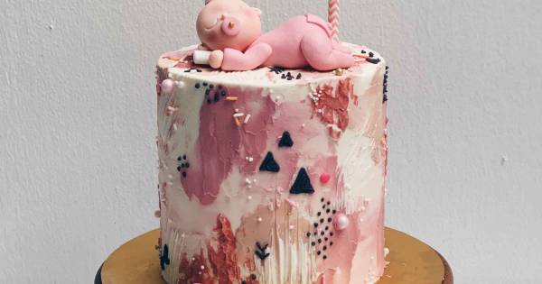 Abstract Pink Baby Cake